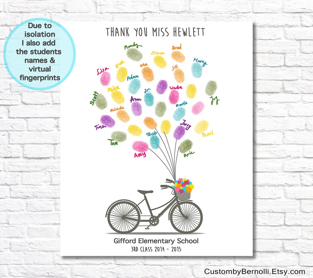 Teacher Appreciation Gift, Personalized Gift for Teacher, Fingerprint ...