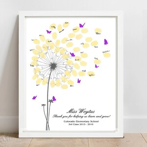 Teacher Appreciation Gift, Fingerprint Dandelion Teacher Thank You Gift ...