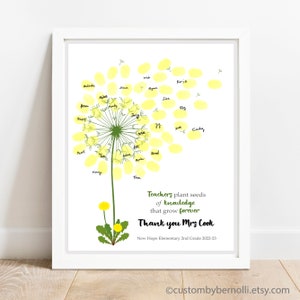 Teacher Appreciation Gift, Teachers Plant Seeds, Fingerprint Dandelion ...