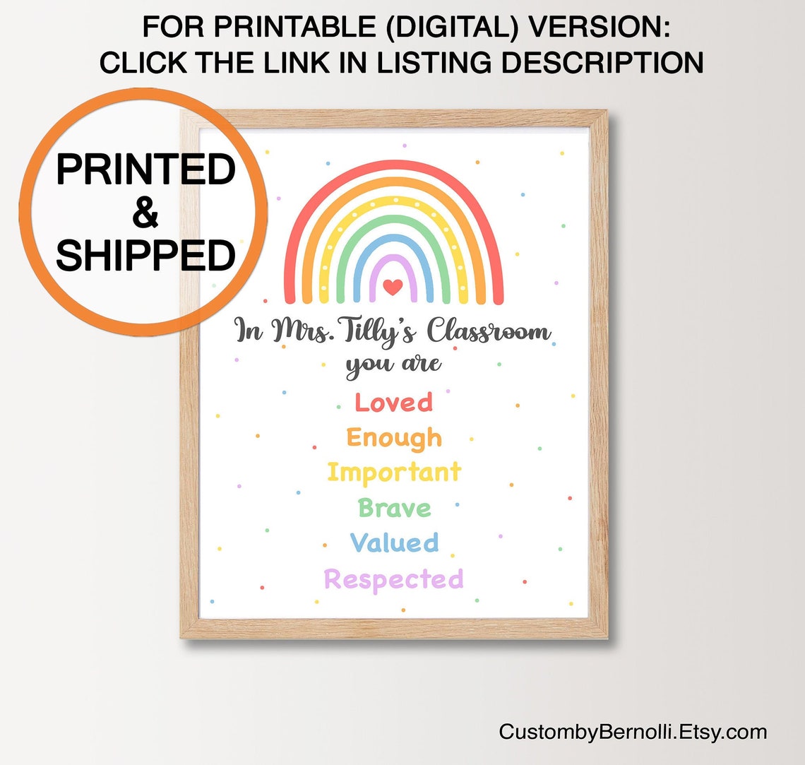 Rainbow Classroom Poster in This Class PRINT Personalized - Etsy