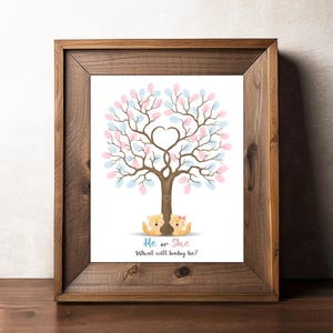Fox Gender Reveal Tree Fingerprint Guest Book Alternative He or She ...