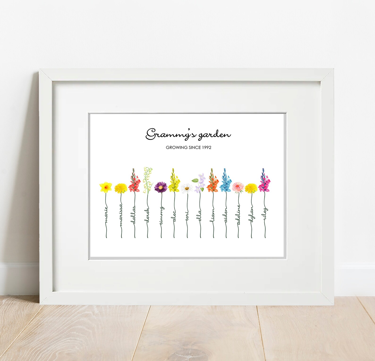 Our Family Custom Flower Family Print, Mom's Garden Personalized ...