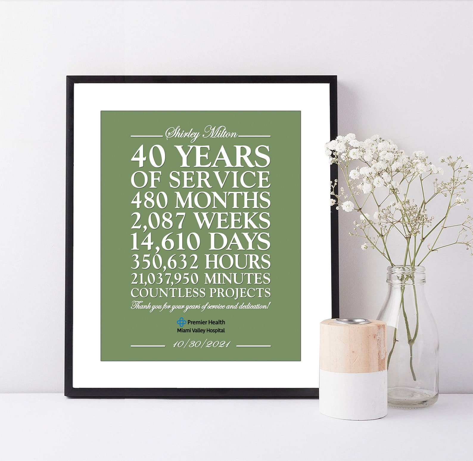 Personalized 40 Year Work Anniversary PRINT 40 Years of - Etsy