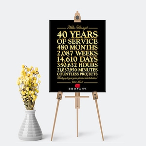 Personalized Work Anniversary Gift 40 Years or Any Year of Service ...