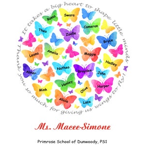 Teacher Appreciation Gift Rainbow Butterfly Custom Teacher - Etsy