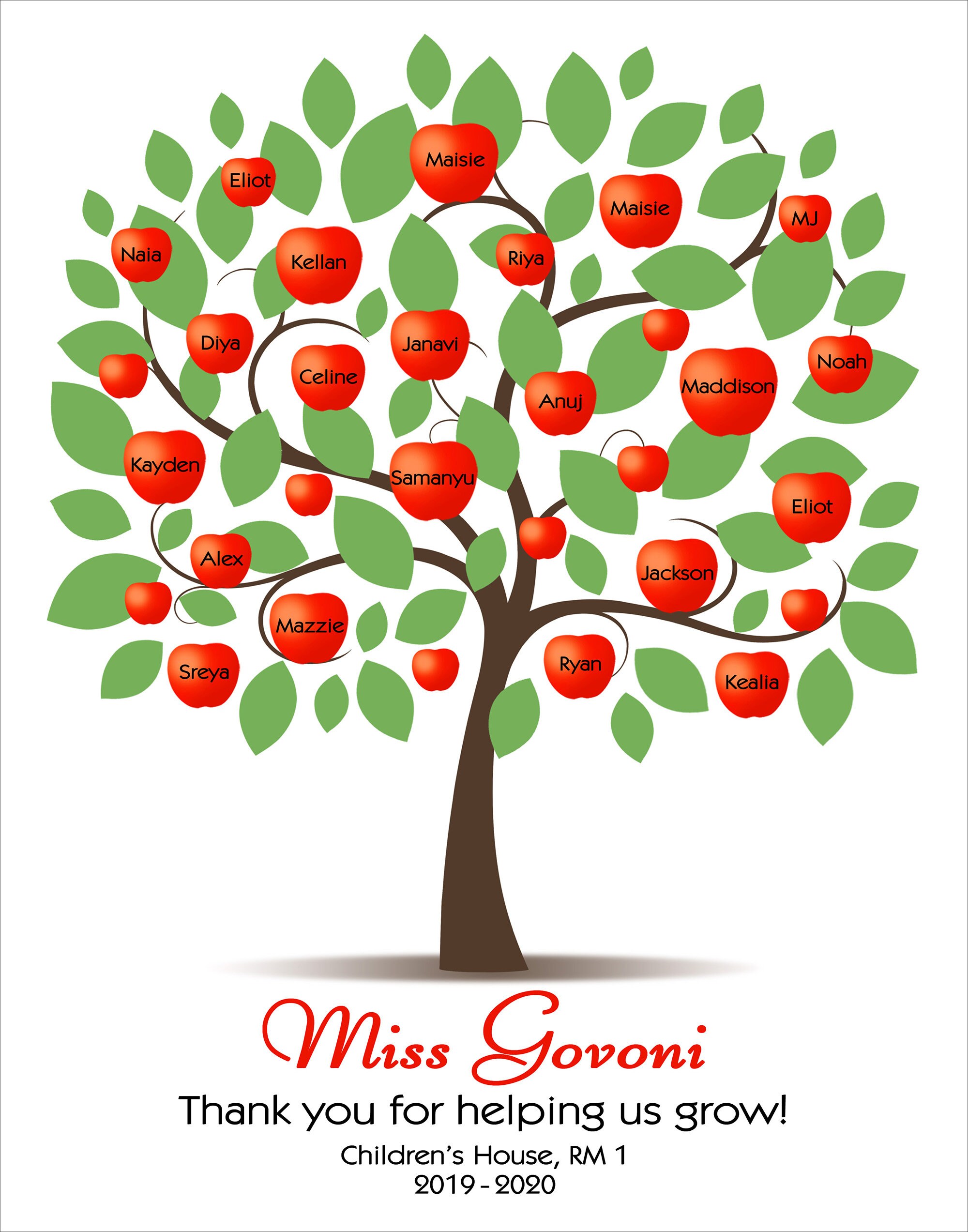 Teacher Appreciation Gift Apple Tree Personalized Teacher | Etsy