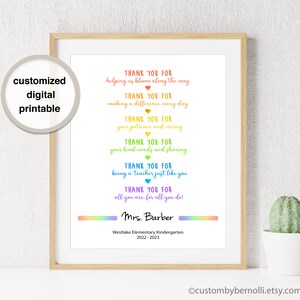 Custom Teacher Gift, Rainbow Teacher Appreciation Gift, End of Year ...