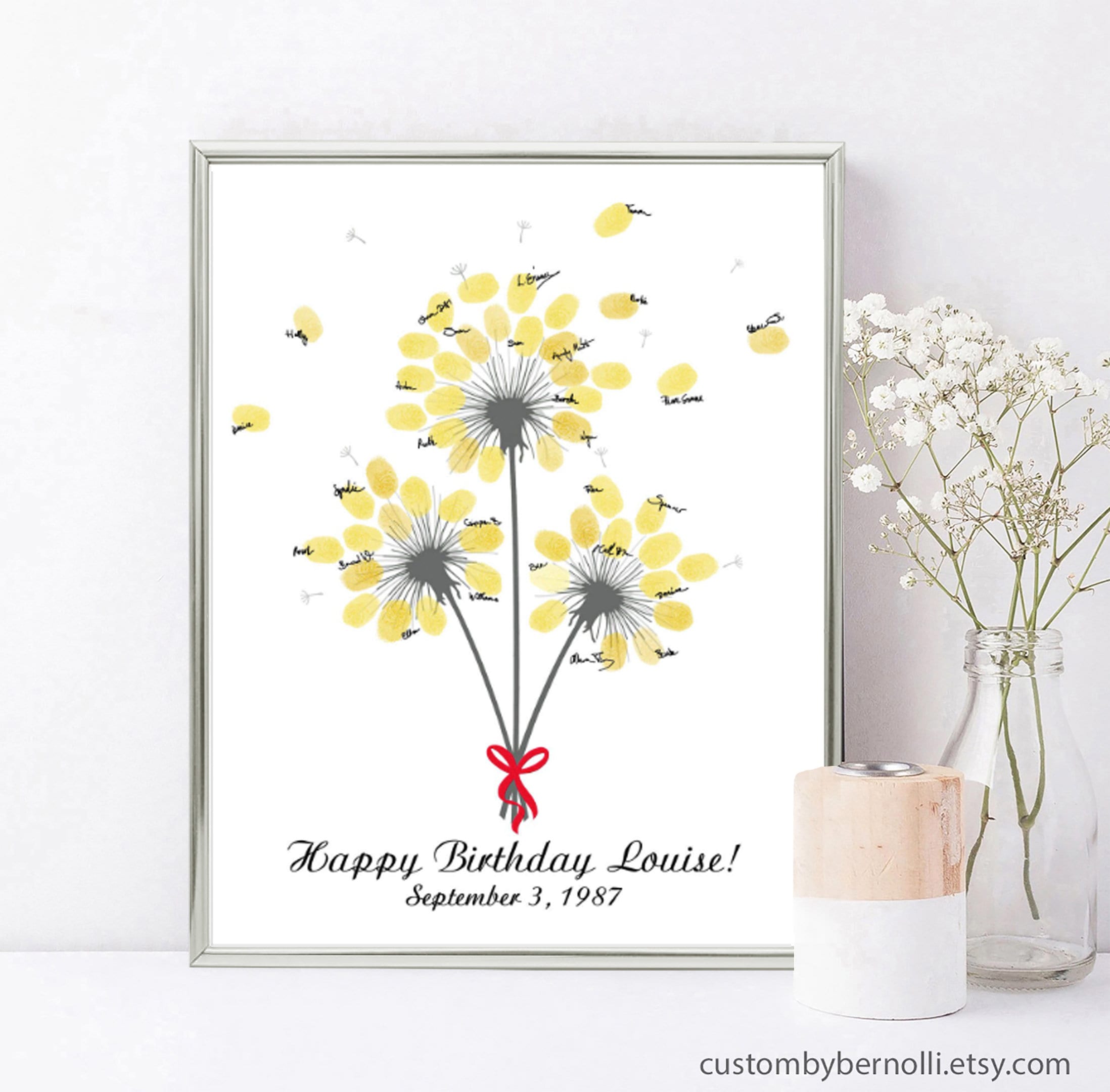 Personalized Birthday Gift Thumbprint Guest Book Alternative Custom ...