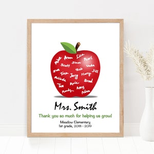 Apple Teacher Gift Class Names, Teacher Appreciation Gift for Teacher ...