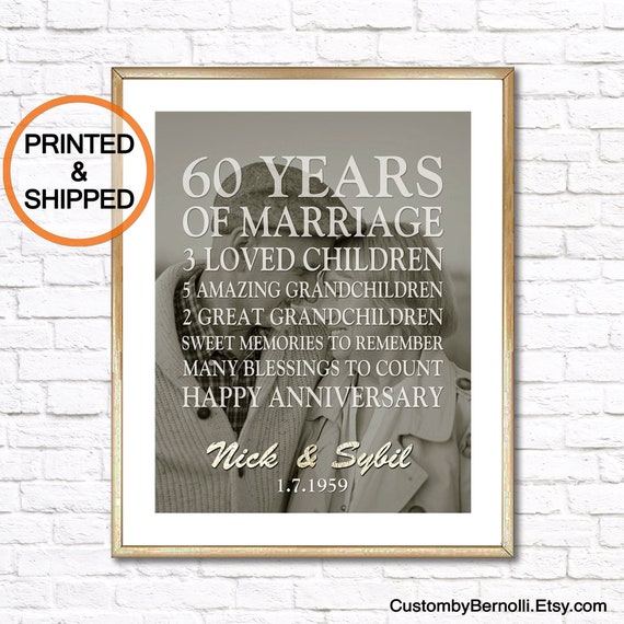 Personalized 60th Anniversary PRINT From Photo 60 Years | Etsy