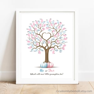 Pumpkin Gender Reveal Fingerprint Tree What Will Our Little Pumpkin Be ...