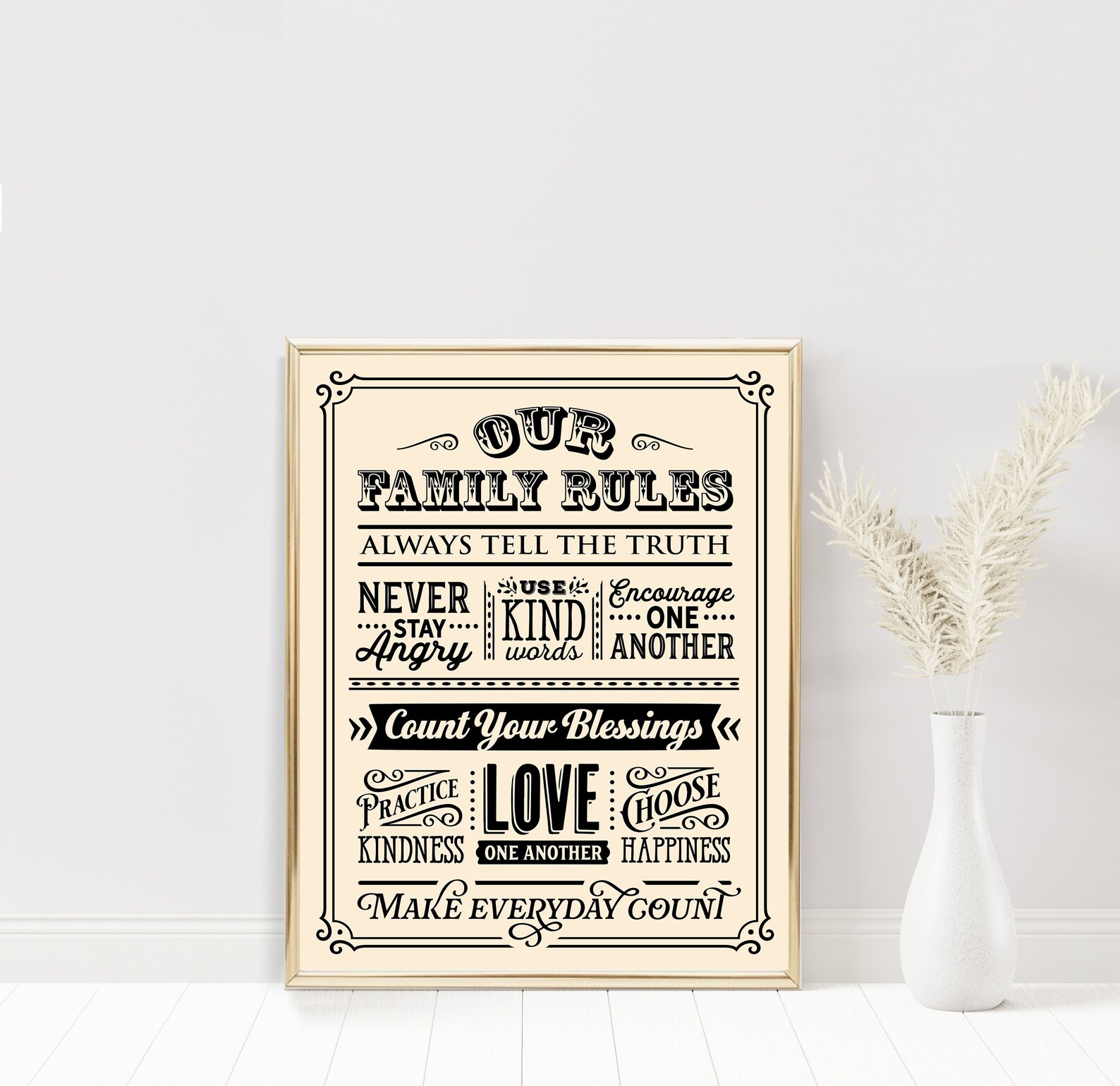 Our Family Rules Digital Print Wall Art, Our House Rules Printable ...