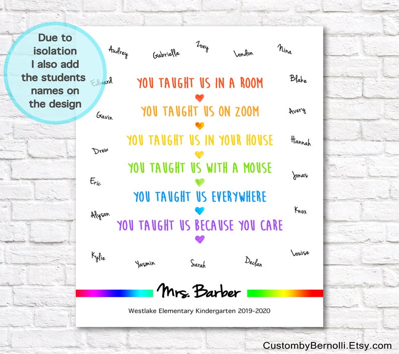 Custom Teacher Gift Rainbow Teacher Appreciation Gift You | Etsy