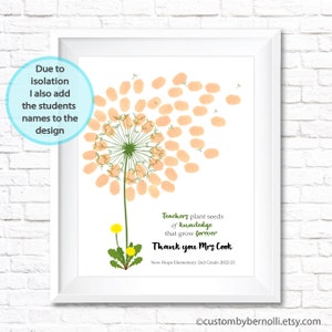 Teacher Appreciation Gift, Teachers Plant Seeds, Fingerprint Dandelion ...