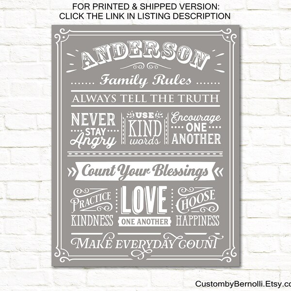 Family Rules Poster - Etsy