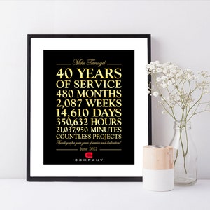 Personalized 50th Work Anniversary Gift 50 Years or Any Year of Service ...