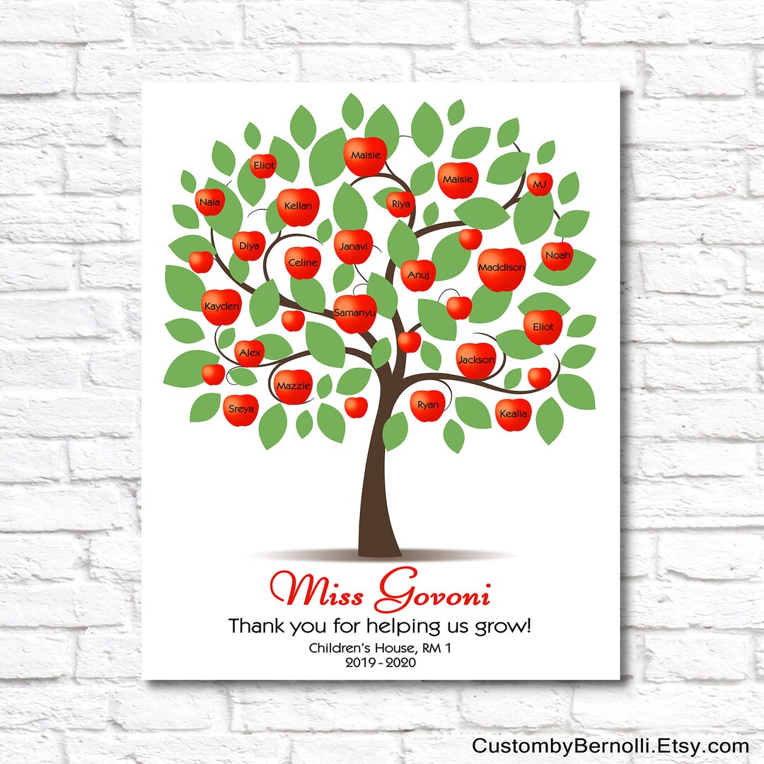 Teacher Appreciation Gift Apple Tree Personalized Teacher - Etsy