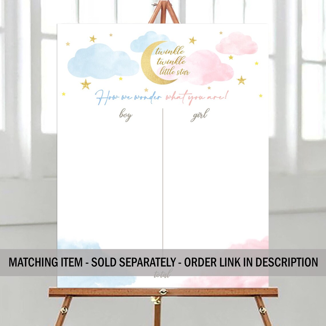 Twinkle Little Star Gender Reveal Welcome Sign Blue Pink Baby Shower ...