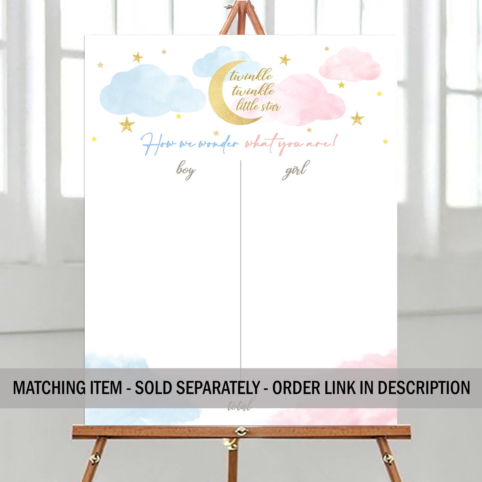 Twinkle Little Star Gender Reveal Welcome Sign Blue Pink Baby Shower ...