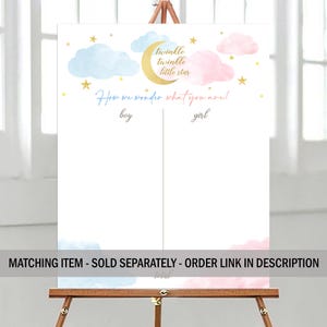 Twinkle Little Star Gender Reveal Welcome Sign Blue Pink Baby Shower ...