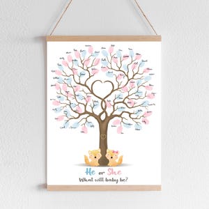 Fox Gender Reveal Tree Fingerprint Guest Book Alternative He or She ...