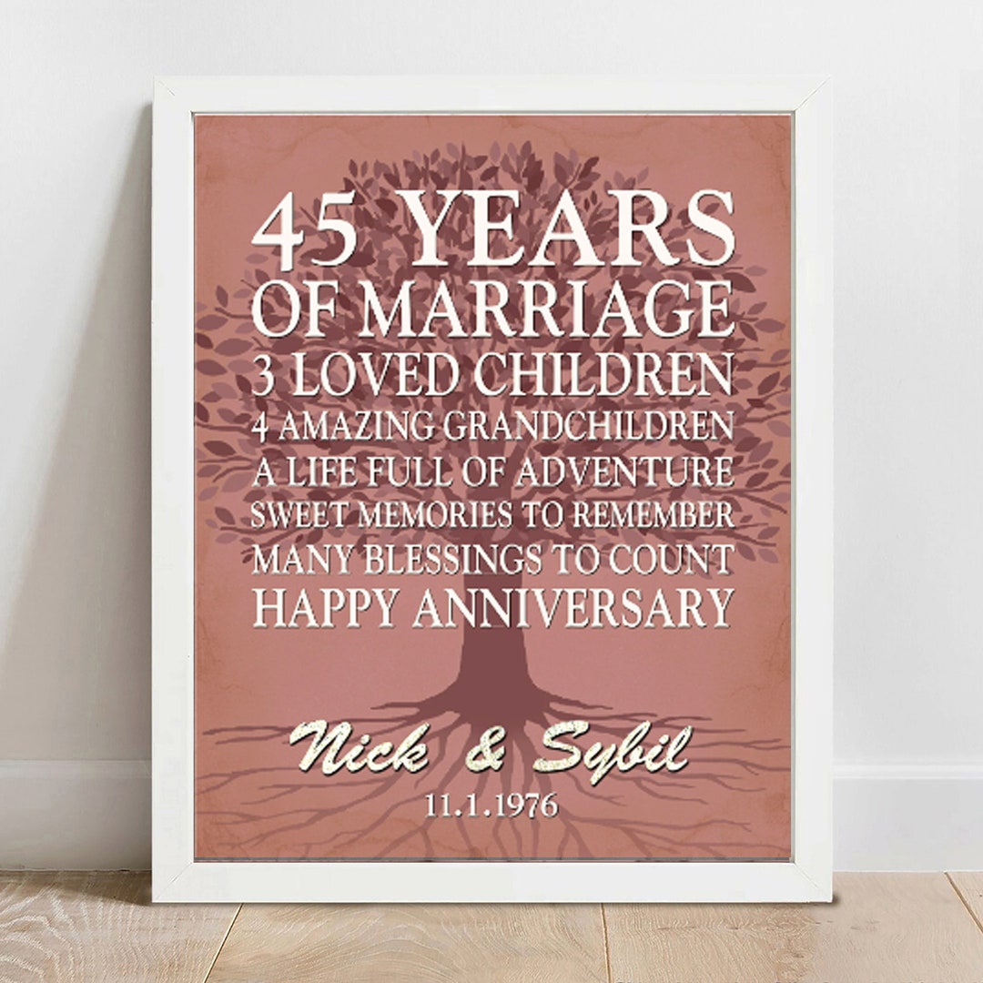 45 Years Of Marriage Quotes 45th Wedding Anniversary Gift Ideas For
