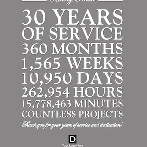 10 Year Work Anniversary PRINT Personalized 10 Years of - Etsy