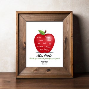 Apple Teacher Gift Class Names, Teacher Appreciation Gift for Teacher ...