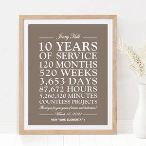 Personalized 20 Year Work Anniversary PRINT 20 Years of Service, Thank ...