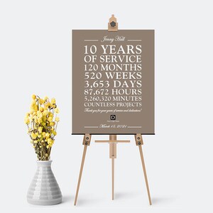 10 Year Work Anniversary PRINT Personalized 10 Years of - Etsy