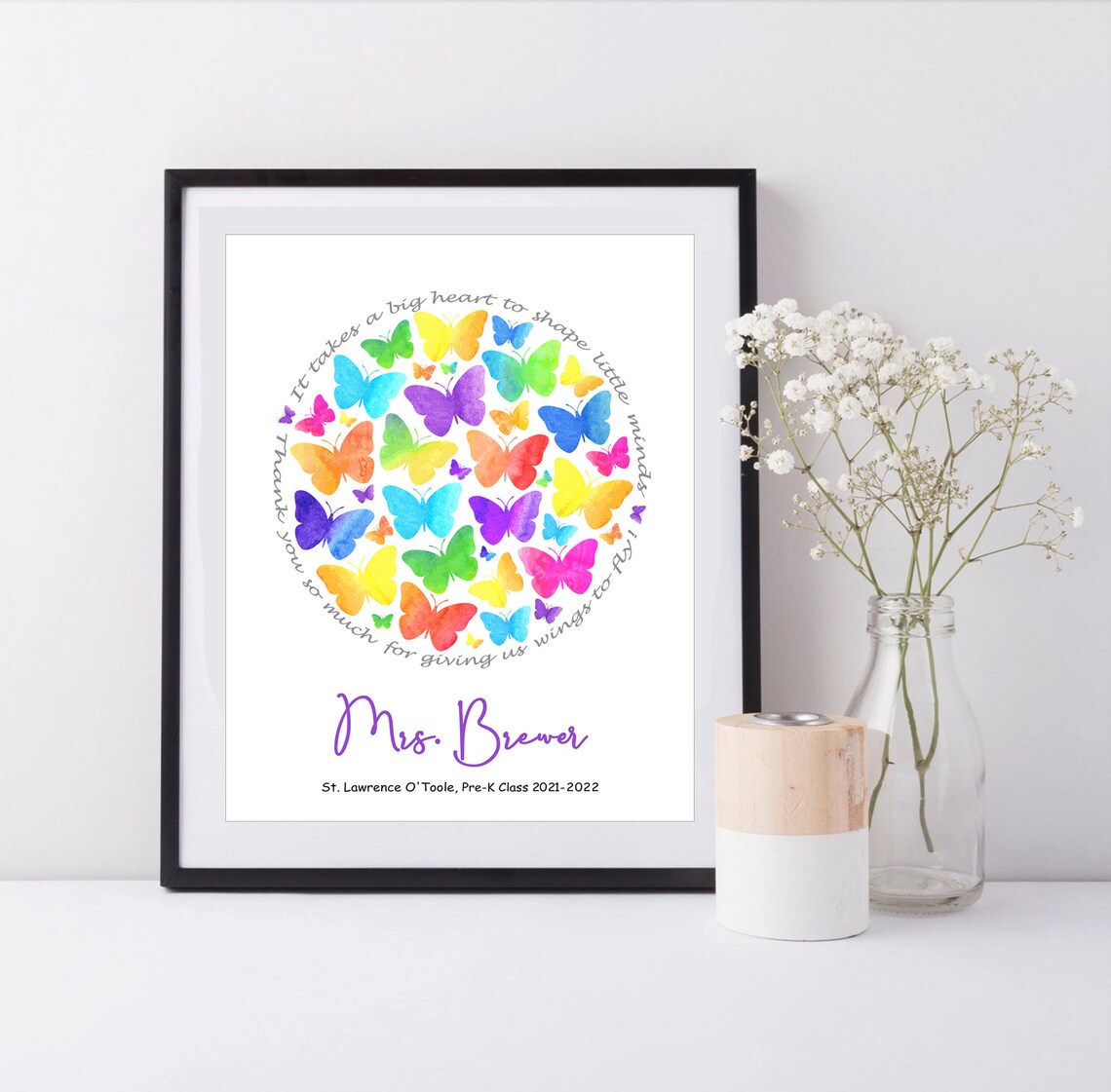 Teacher Appreciation Gift Rainbow Butterfly Custom Teacher - Etsy