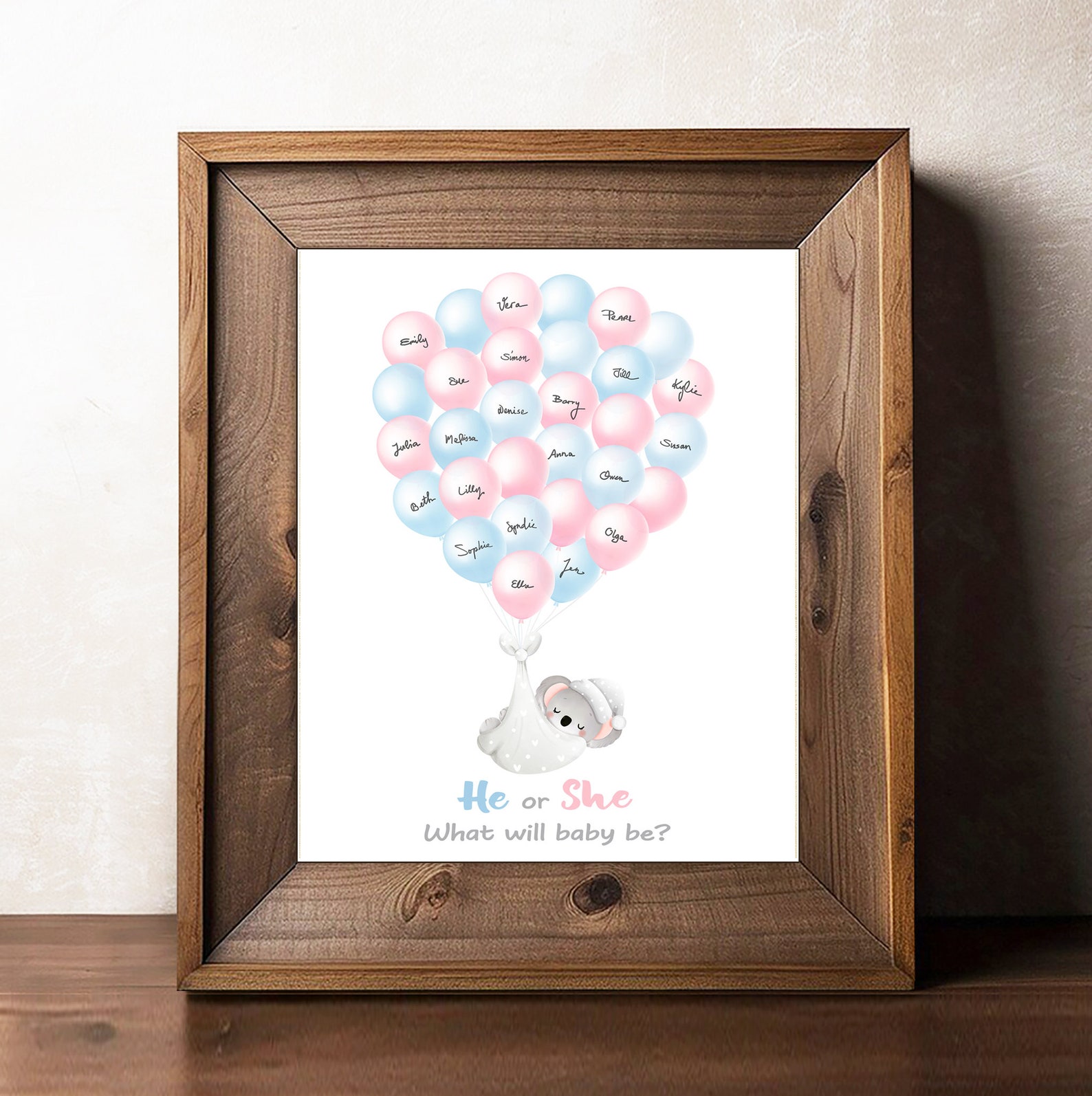 Koala Gender Reveal Ideas He or She Gender Guess Digital Print, Balloon ...