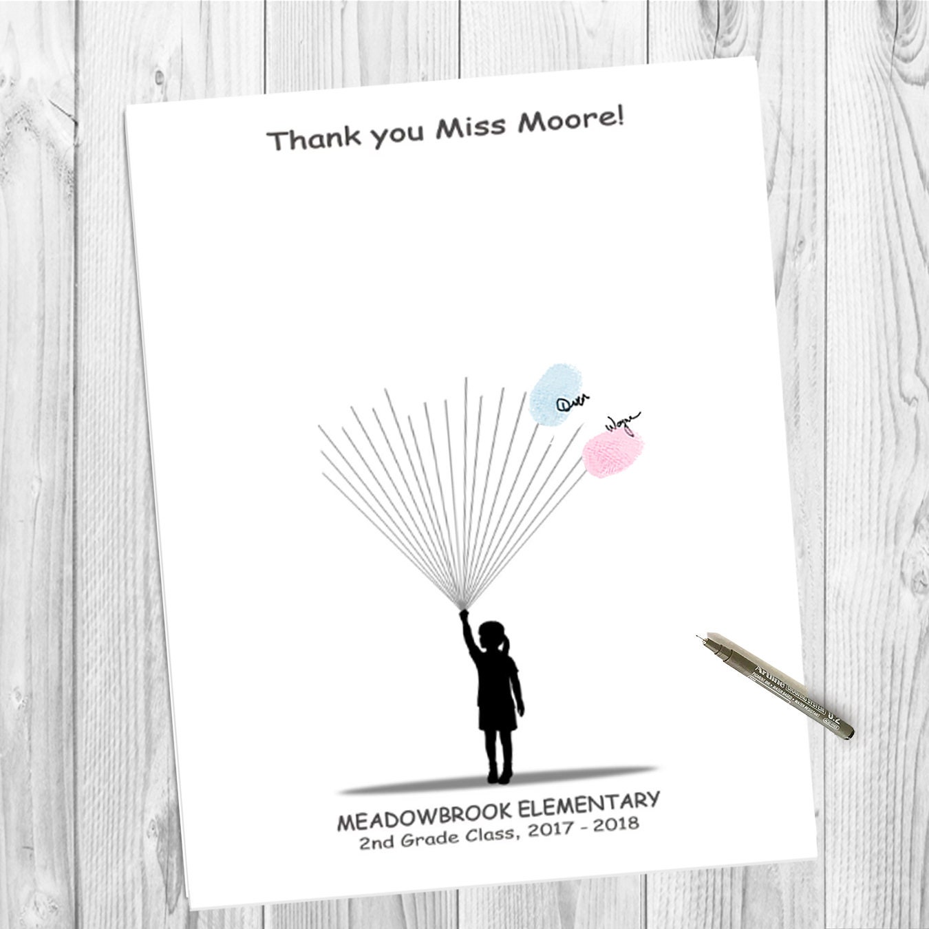 Teacher Appreciation Gift Boy Girl Fingerprint Kindergarten Teacher ...