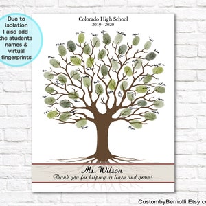 Teacher Appreciation Gift Fingerprint Tree Guest Book Personalized ...