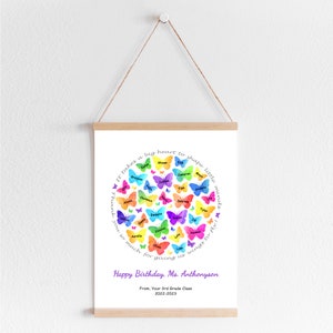 Teacher Appreciation Gift, Rainbow Butterfly Custom Teacher Gift ...
