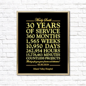 Personalized 50th Work Anniversary Gift 50 Years or Any Year of Service ...