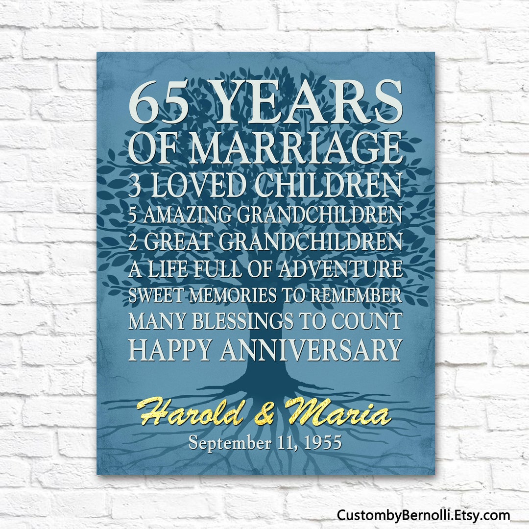 65th Anniversary Gift for Husband, 65 Years Anniversary, Personalized ...