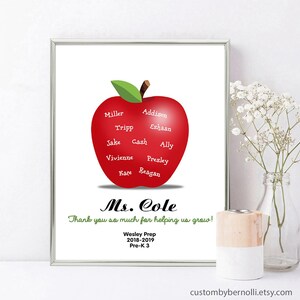 Apple Teacher Gift Class Names, Teacher Appreciation Gift for Teacher ...