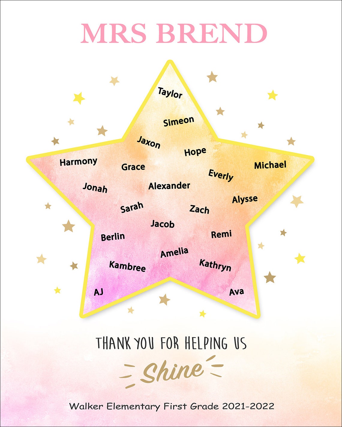 Personalized Teacher Star Gift Custom Teacher Appreciation - Etsy