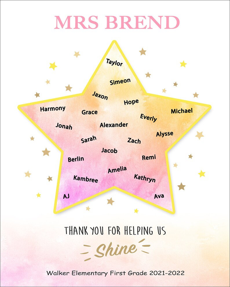 Personalized Teacher Star Gift, Custom Teacher Appreciation Gift for ...