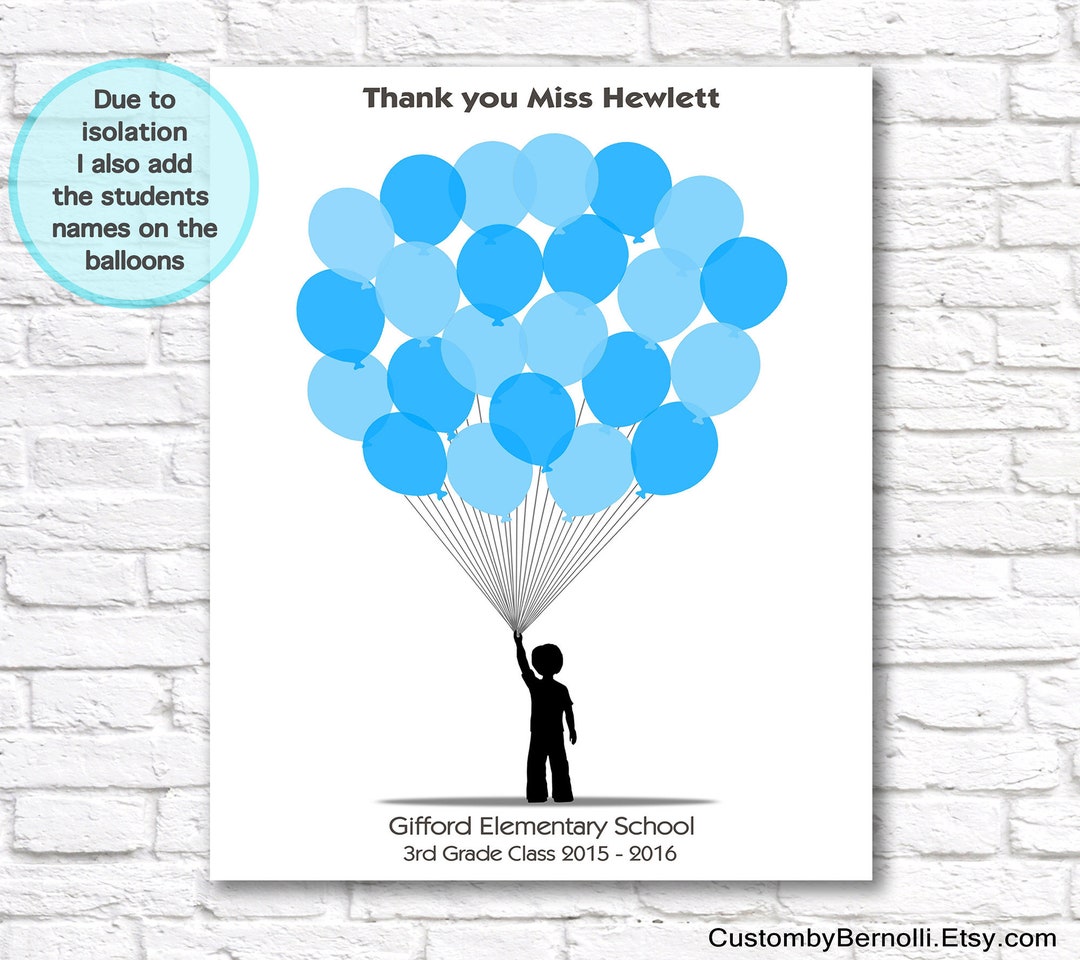 Balloon End of Year Teacher Gift, Personalized Thank You Gift ...