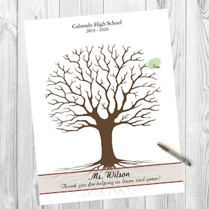 Teacher Appreciation Gift Fingerprint Tree Guest Book Personalized ...