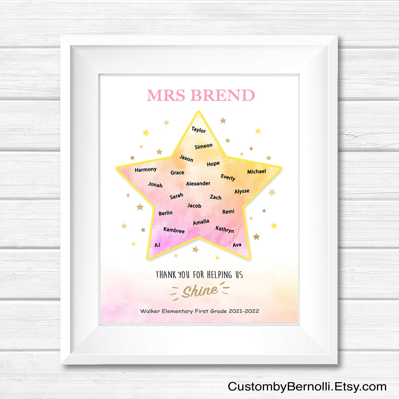Personalized Teacher Star Gift, Custom Teacher Appreciation Gift for ...