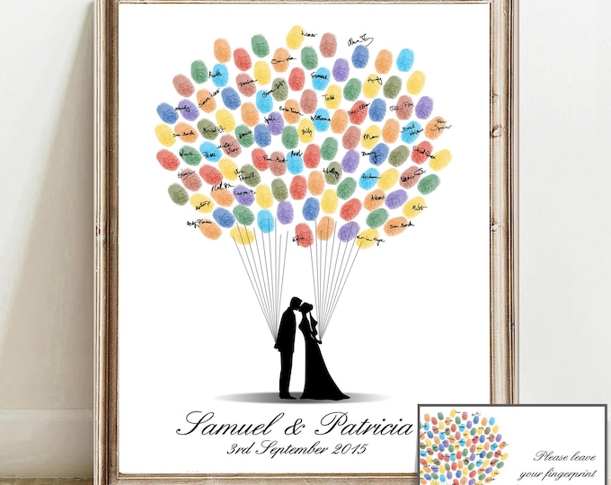 PRINTABLE GUEST BOOK, Personalized Wedding Fingerprint Guest Book ...