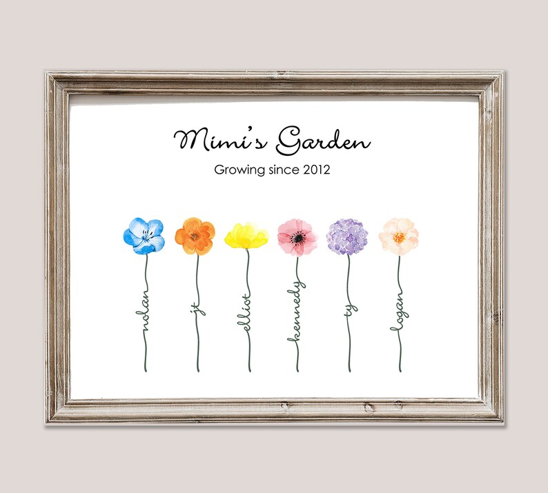 Our Family Custom Flower Family Print, Mom's Garden Personalized ...