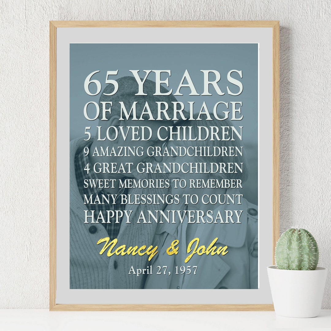 Personalized 65th Anniversary Gift With Photo, Custom 65 Year or ANY ...