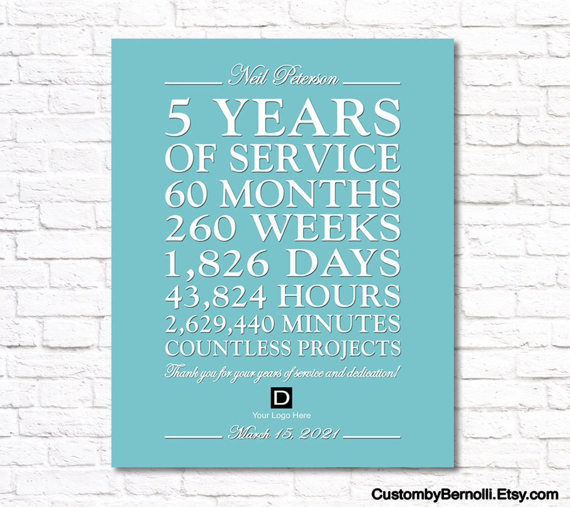 Custom Work Anniversary Gift 5 Years Anniversary Gift for - Etsy