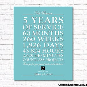 Custom Work Anniversary Gift, 5 Years Thank You Gift for Employee, ANY ...