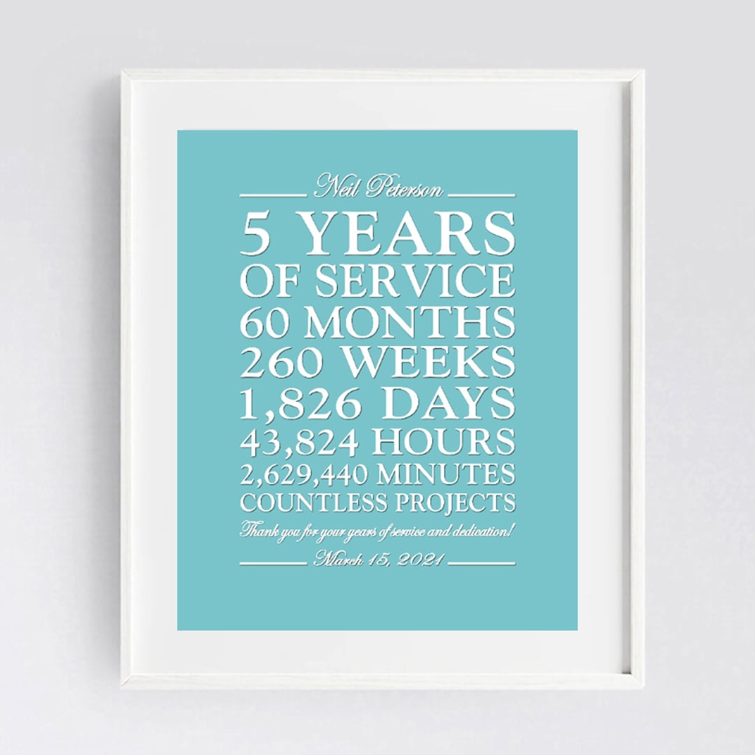 Custom Work Anniversary Gift, 5 Years Thank You Gift for Employee, ANY ...