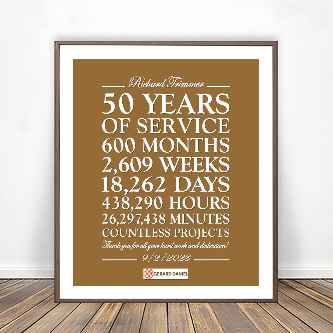 Personalized Work Anniversary Print, 10 Year 15 Year 20 Year 25, 30, 35 ...